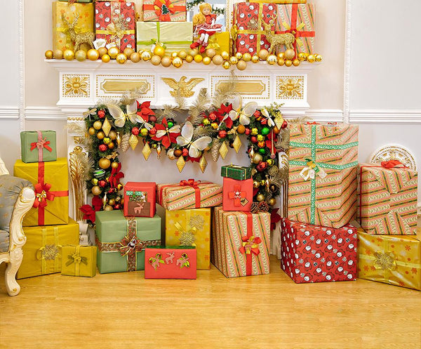 A Pile of Gifts Christmas Backdrops For Party Ideas IBD-19210 – iBACKDROP