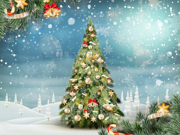 Cartoon Christmas Tree Backdrops Festival Backdrops IBD-19386 – iBACKDROP