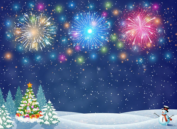 Cartoon Fireworks Celebrating Christmas Background IBD-19401 – iBACKDROP