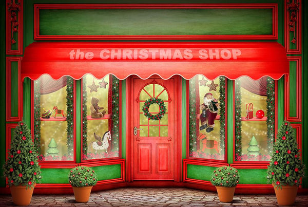 Christmas Shop Background Photography Backdrops IBD-19391 – iBACKDROP