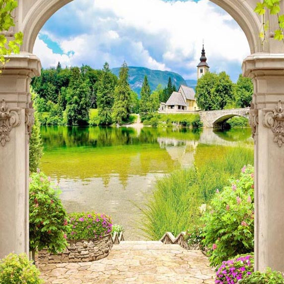 Door Backdrops Trees Backdrop Scene Background G-619 – iBACKDROP