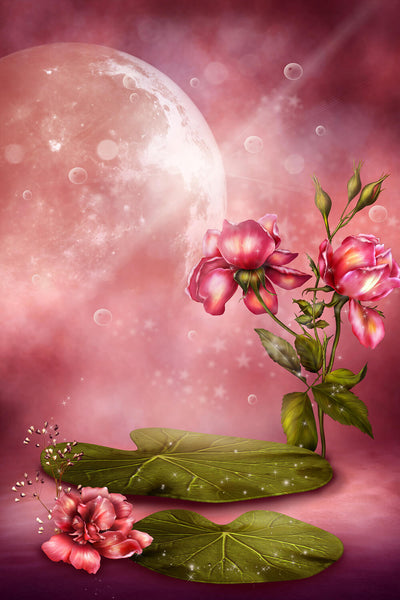Pink Rose And Moon Fairytale Background For Kids Photography IBD-24614 ...