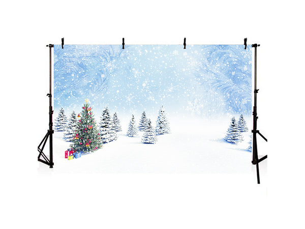 Christmas Tree In The Woods Corvered Snow Backdrop IBD-246931 – iBACKDROP