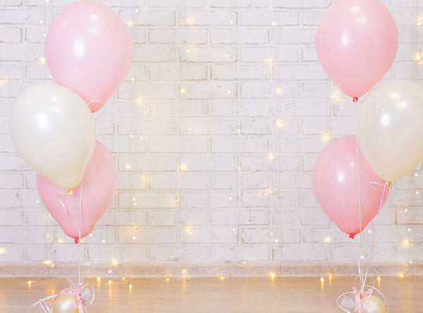 Lights And Pink Balloons Brick Wall Backdrop Photography Backdrops IBD ...
