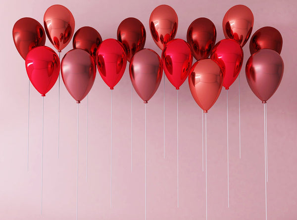 Lovely Bright Red Balloon with Light Red Background Photo Backdrop for ...
